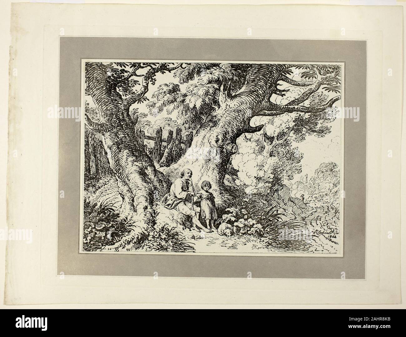Richard Corbould. Old Trees with Old Man, a Girl, and a Dog, from the ...