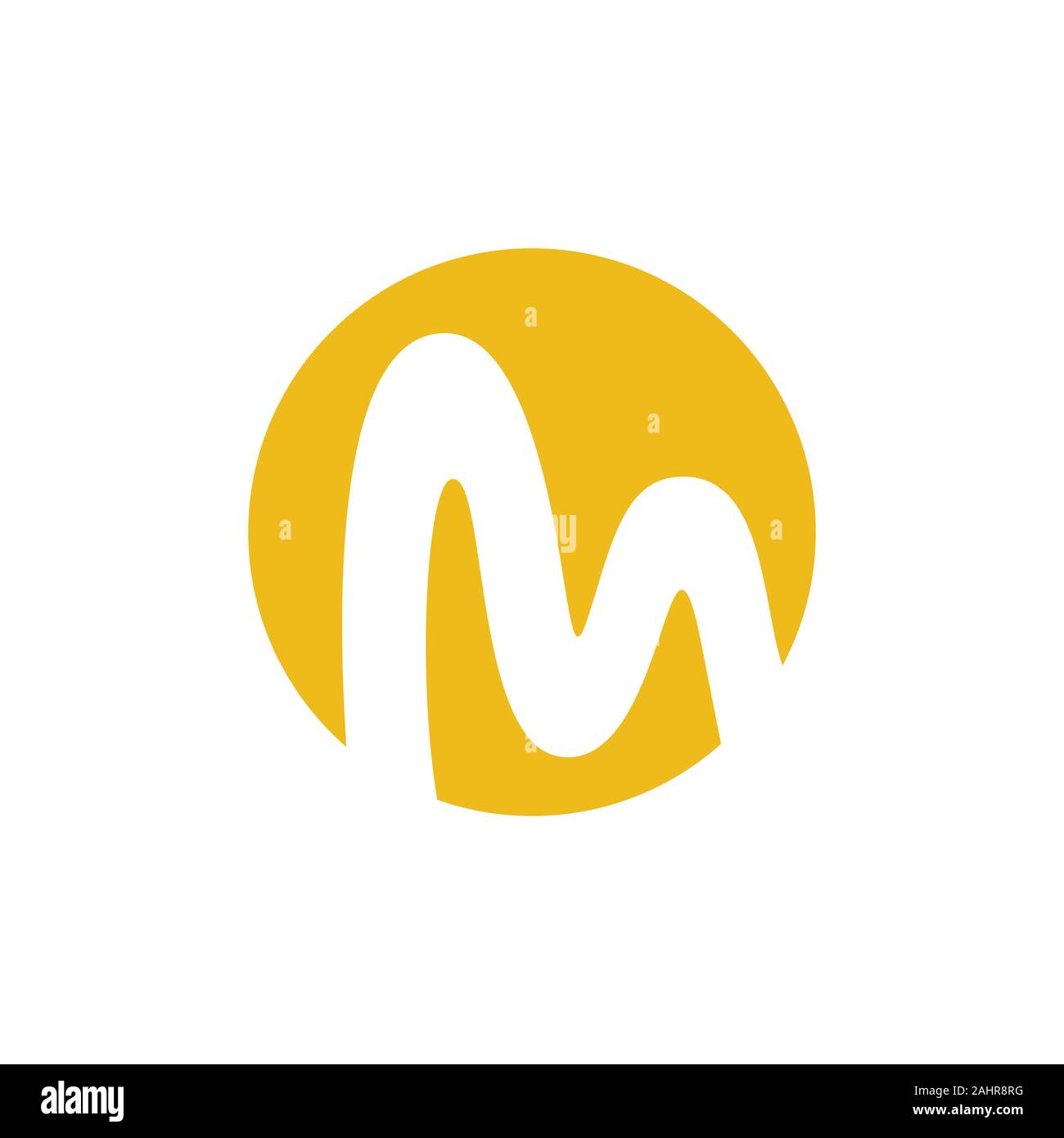 letter m curves negative space circle logo vector Stock Vector Image ...