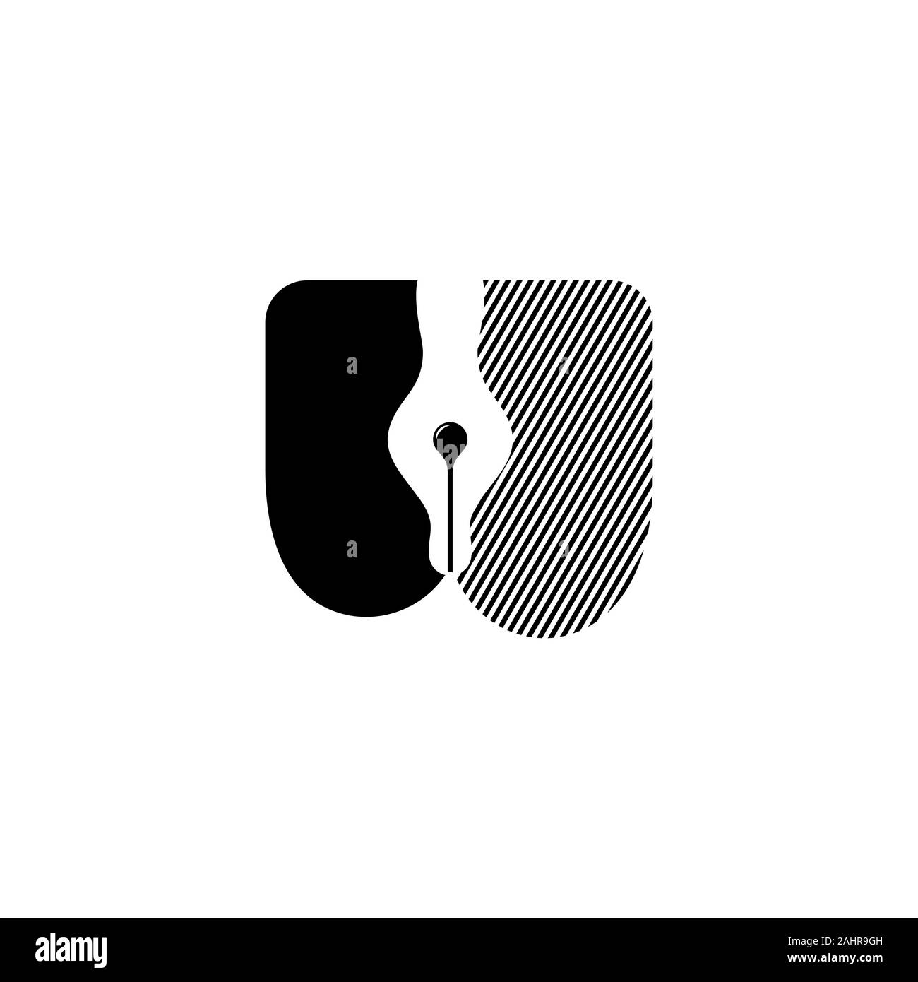 letter w pen writer stripes silhouette design symbol vector Stock ...