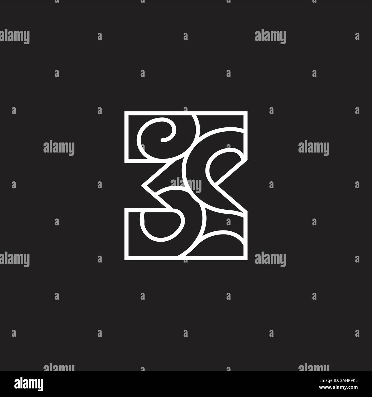 number 3 curves thin lines art logo vector Stock Vector Image & Art - Alamy