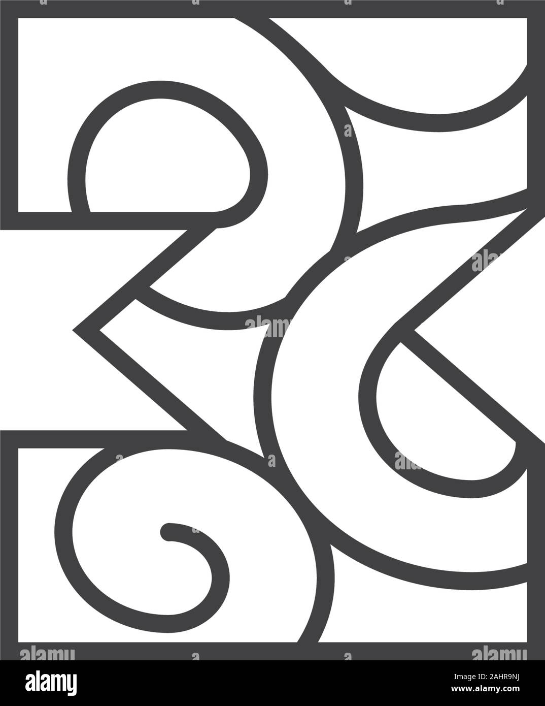number 3 curves thin lines art logo vector Stock Vector Image & Art - Alamy