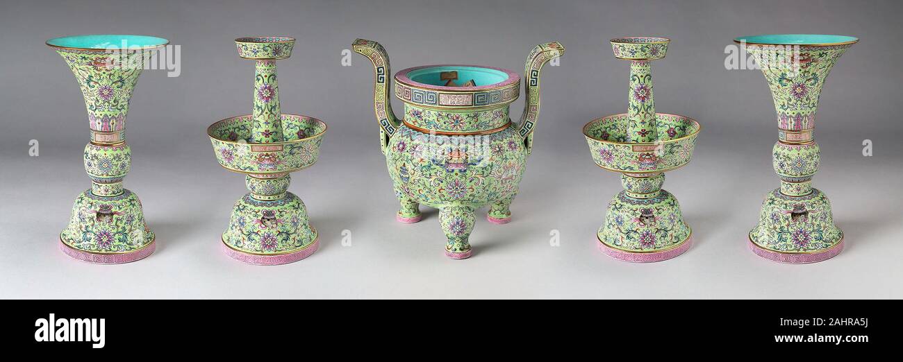 Porcelain painted in overglaze enamels famille rose hi-res stock ...