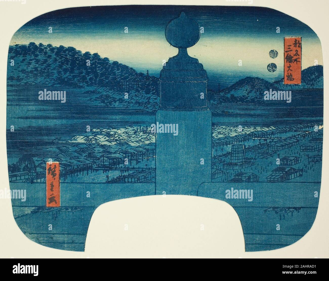 Utagawa Hiroshige. Sanjo Bridge (Sanjo Ohashi), from the series Famous ...