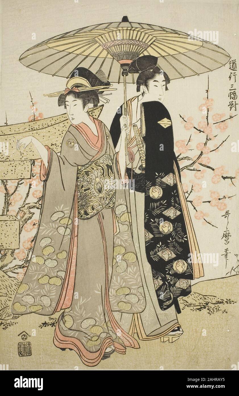 Kitagawa Utamaro. A Set of Three Romantic Journeys (Michiyuki sanpuku ...