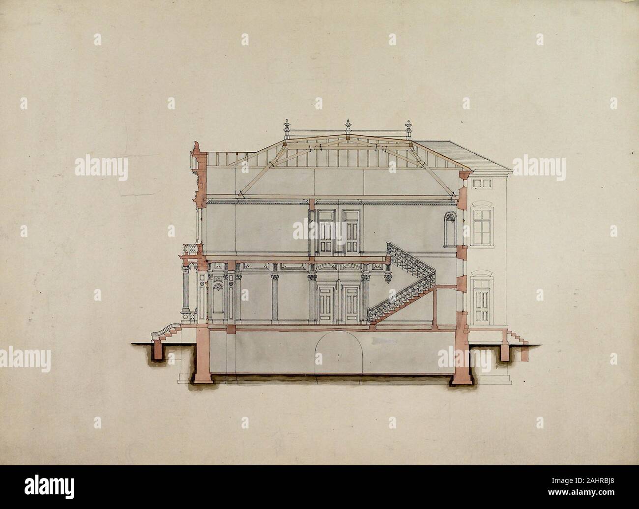 Carl (Charles) J. Furst (Architect). Design Studies, Section Through ...