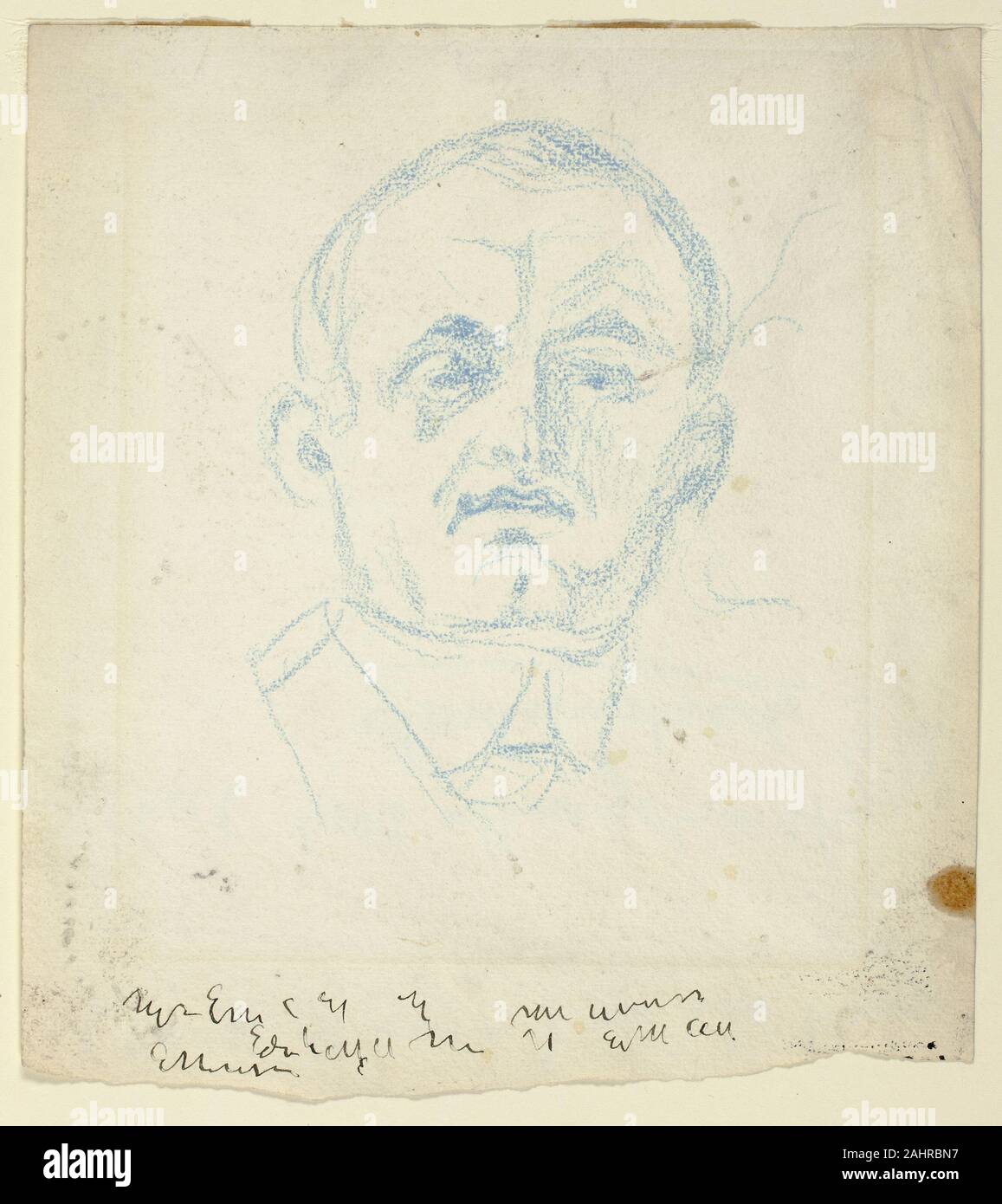 Edvard Munch. Self-Portrait. 1883–1944. Norway. Blue crayon on paper ...