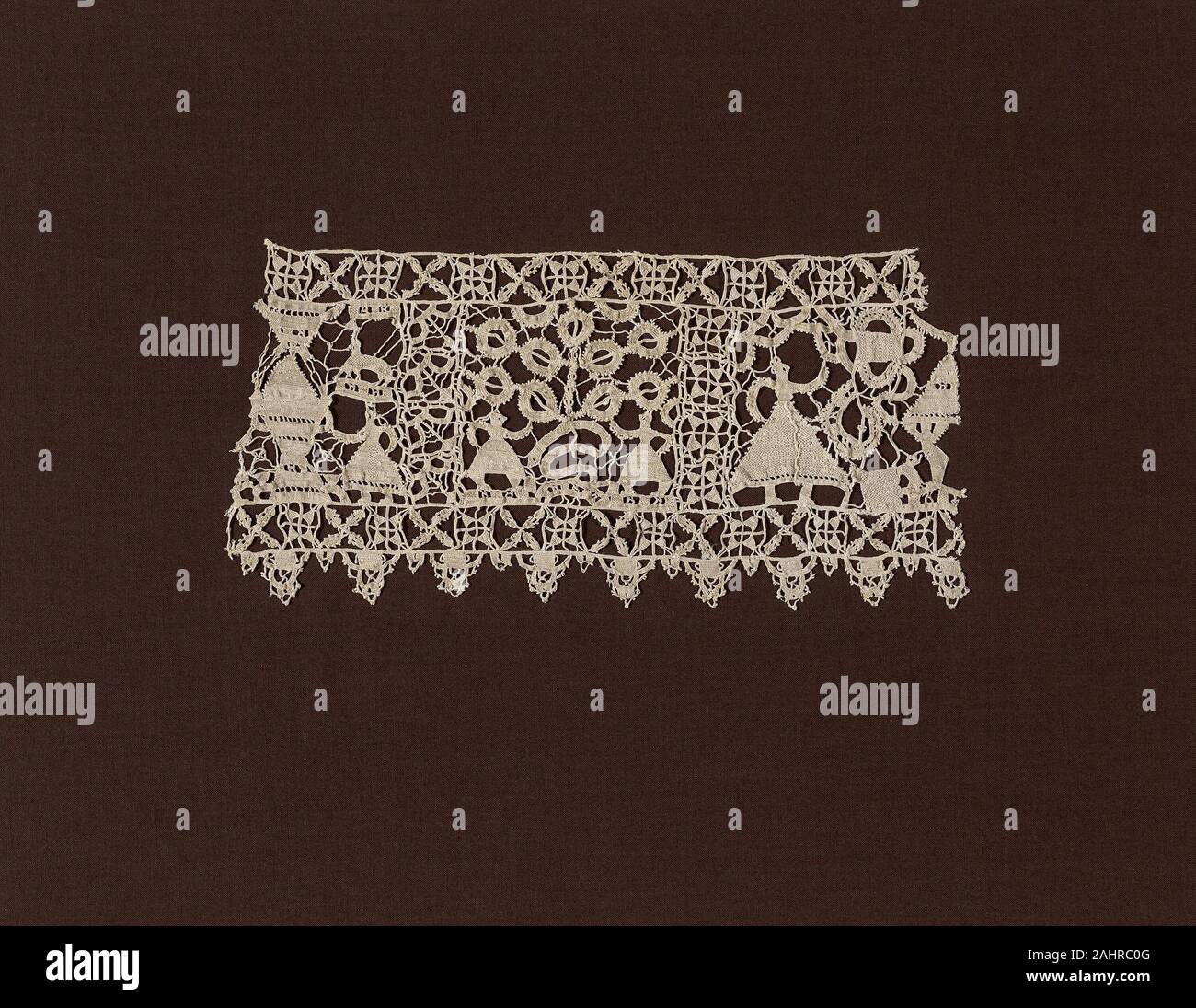 Fragment (Border). 1590–1610. Italy. Linen, needle lace worked on a ...