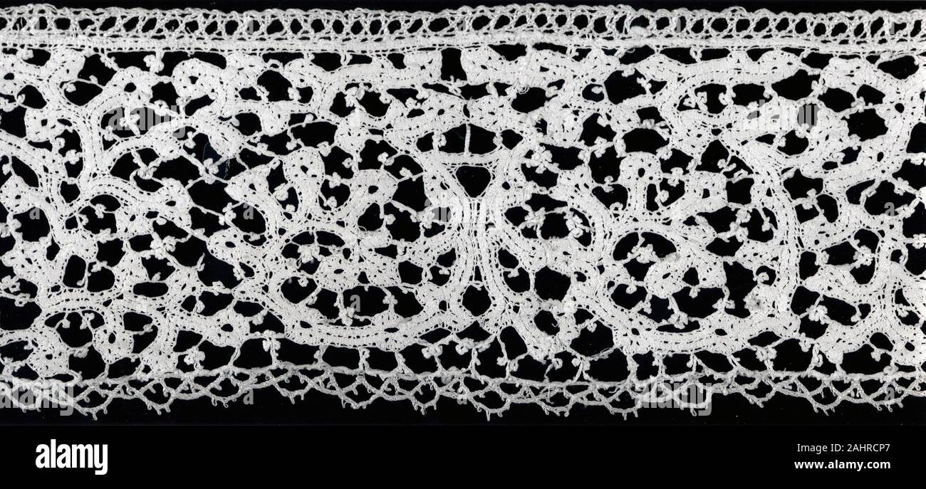 Linen bobbin part lace continuous clothwork tapes hi-res stock ...
