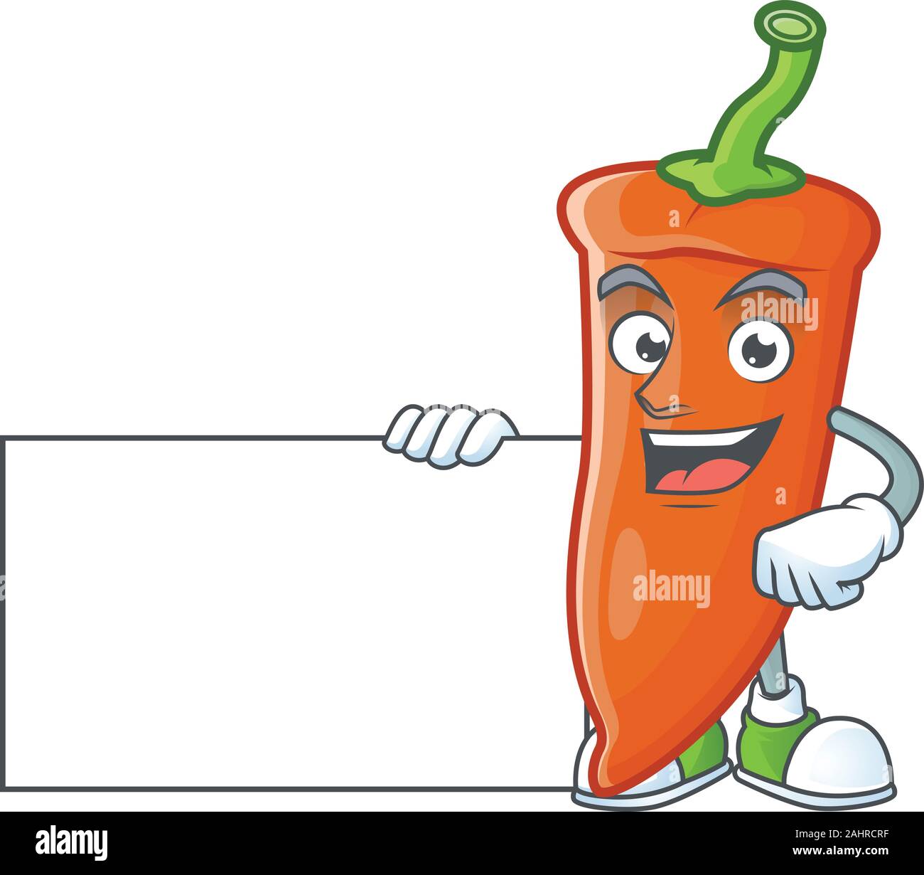 cute orange chili cartoon character with a board Stock Vector Image ...