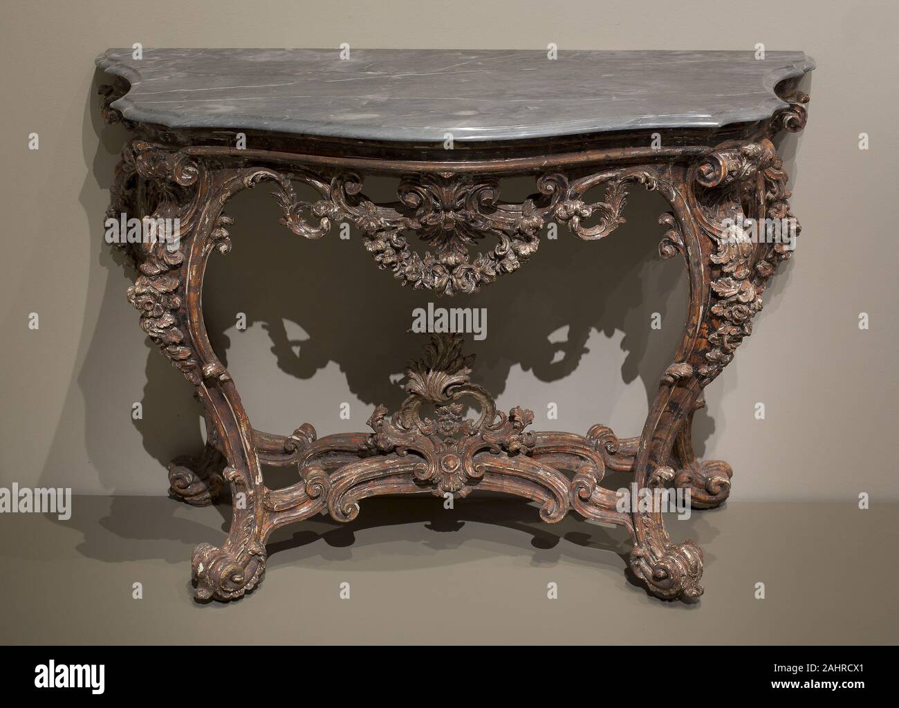 Console Table. 1740–1750. Naples. Wood, painted and silvered; marble Stock Photo - Alamy