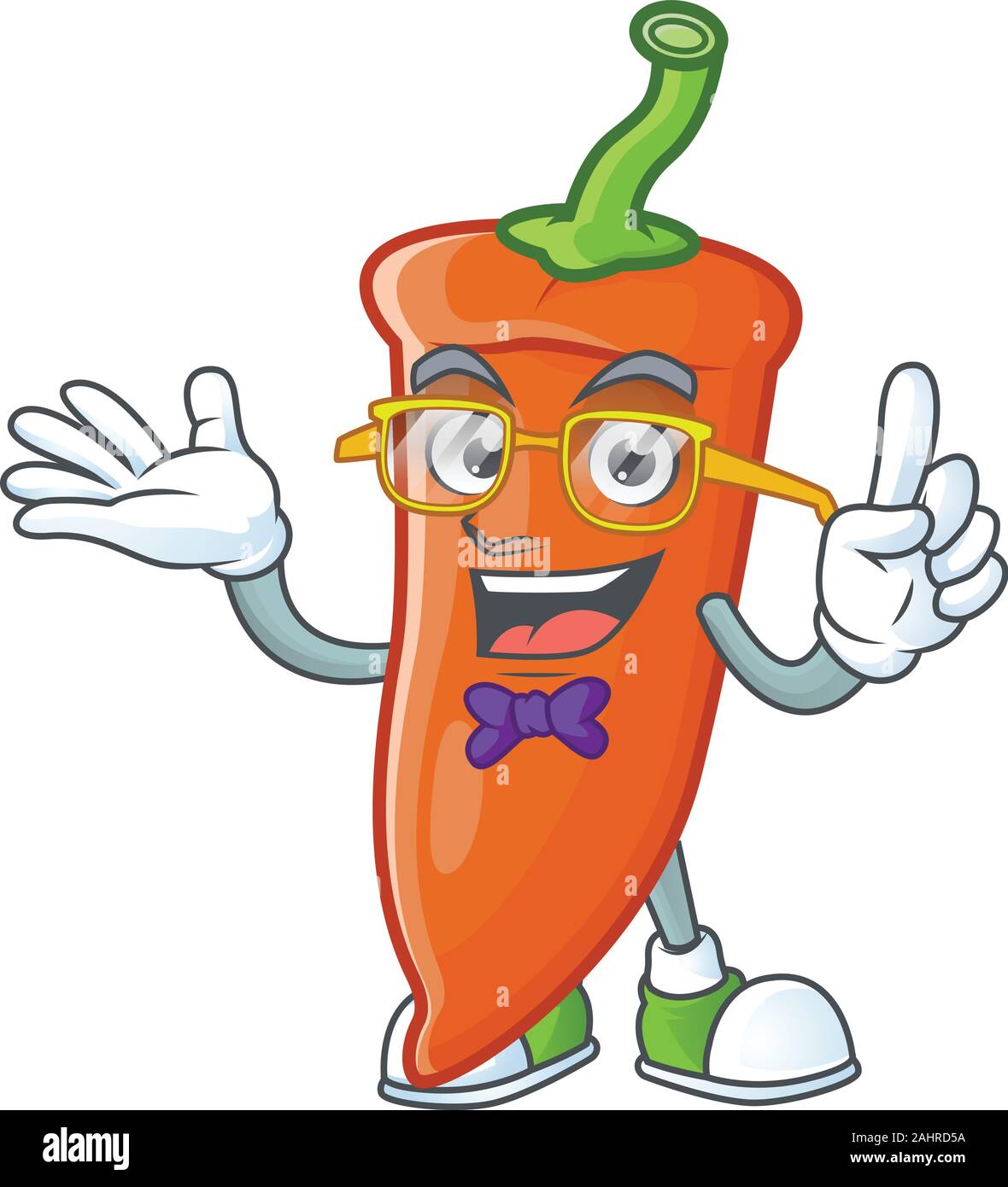 Super Cute Geek orange chili cartoon character design Stock Vector ...