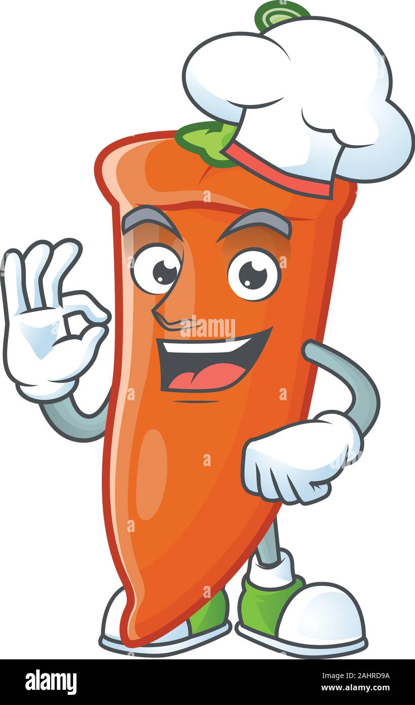 Smiley Face chef orange chili character with white hat Stock Vector ...