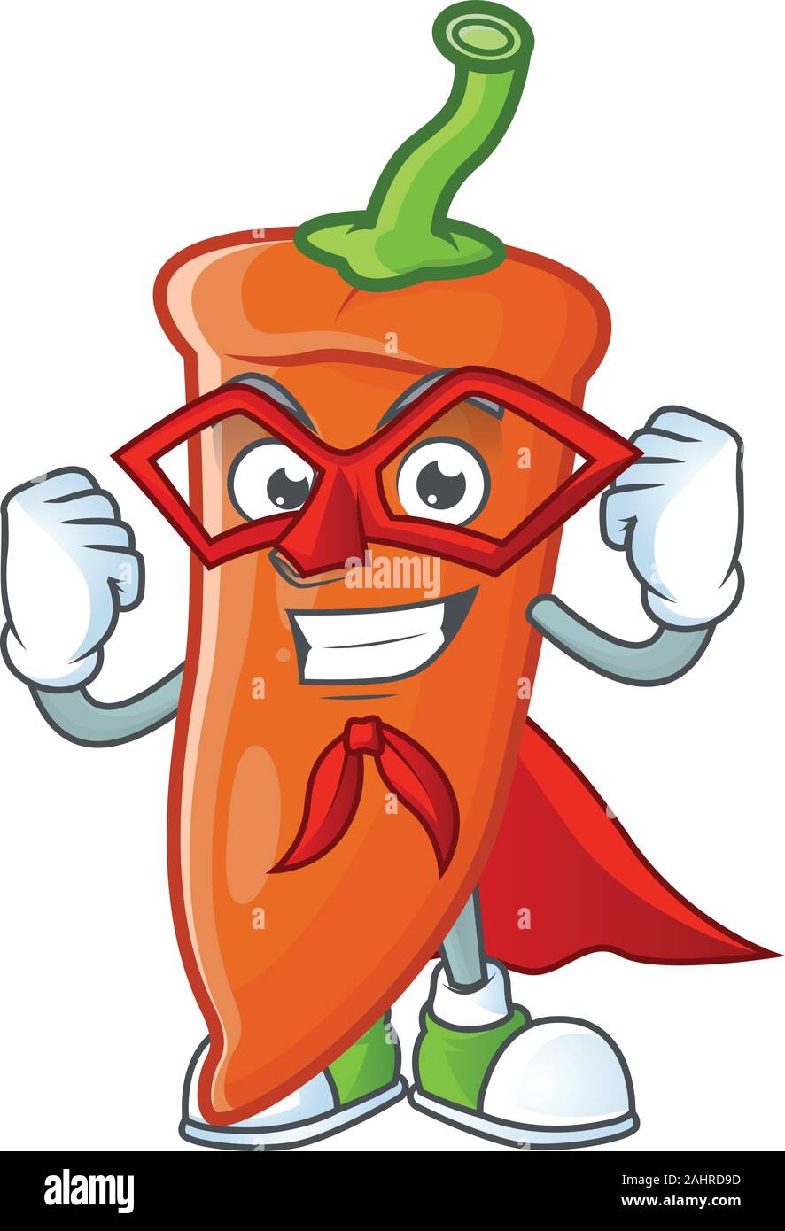 A cartoon of orange chili with Super hero costume Stock Vector Image ...