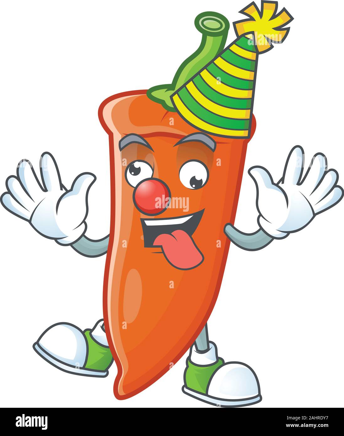 Funny Clown orange chili on cartoon character mascot design Stock ...