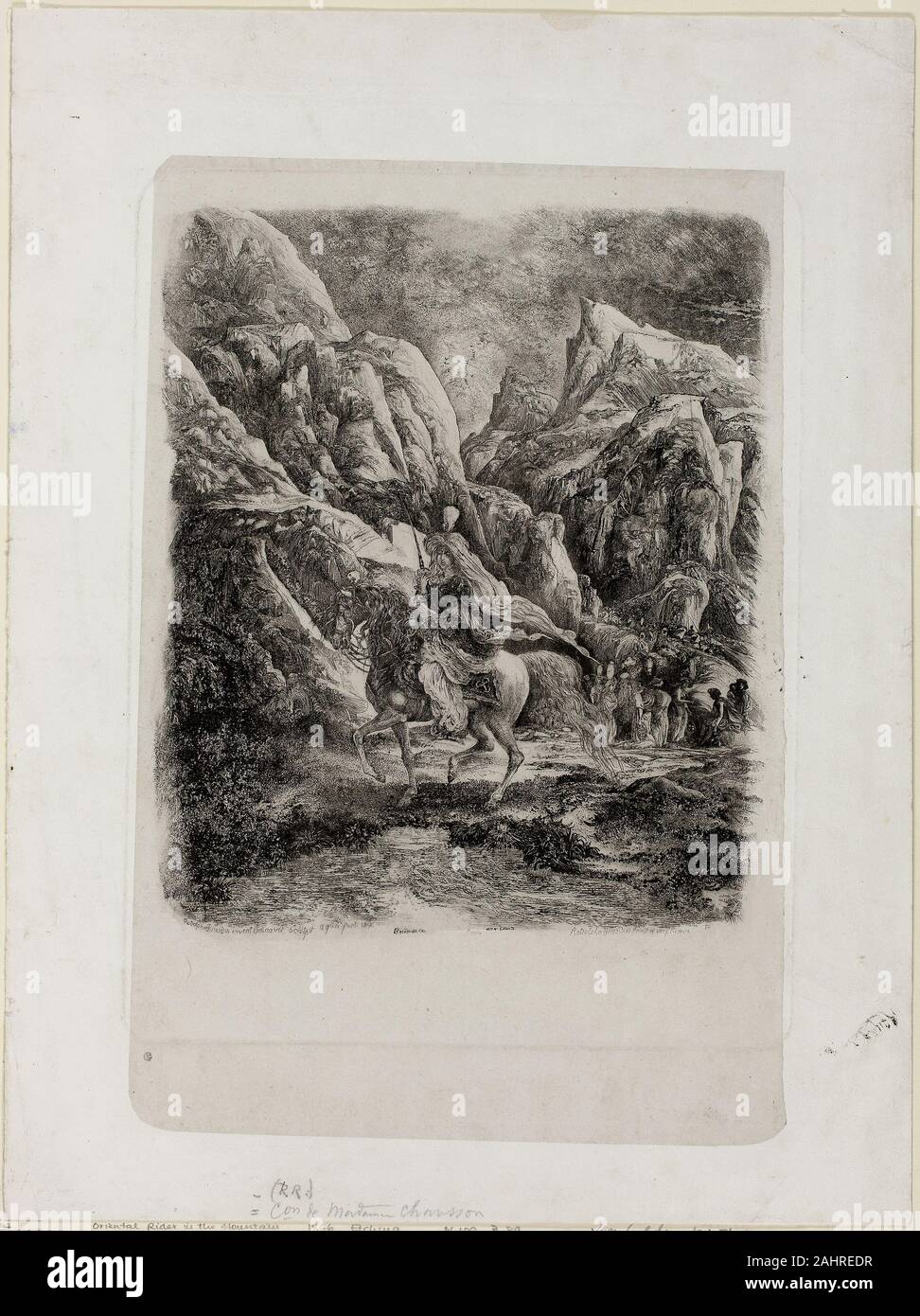 Rodolphe Bresdin. Rider in the Mountains. 1866. France. Etching on off ...