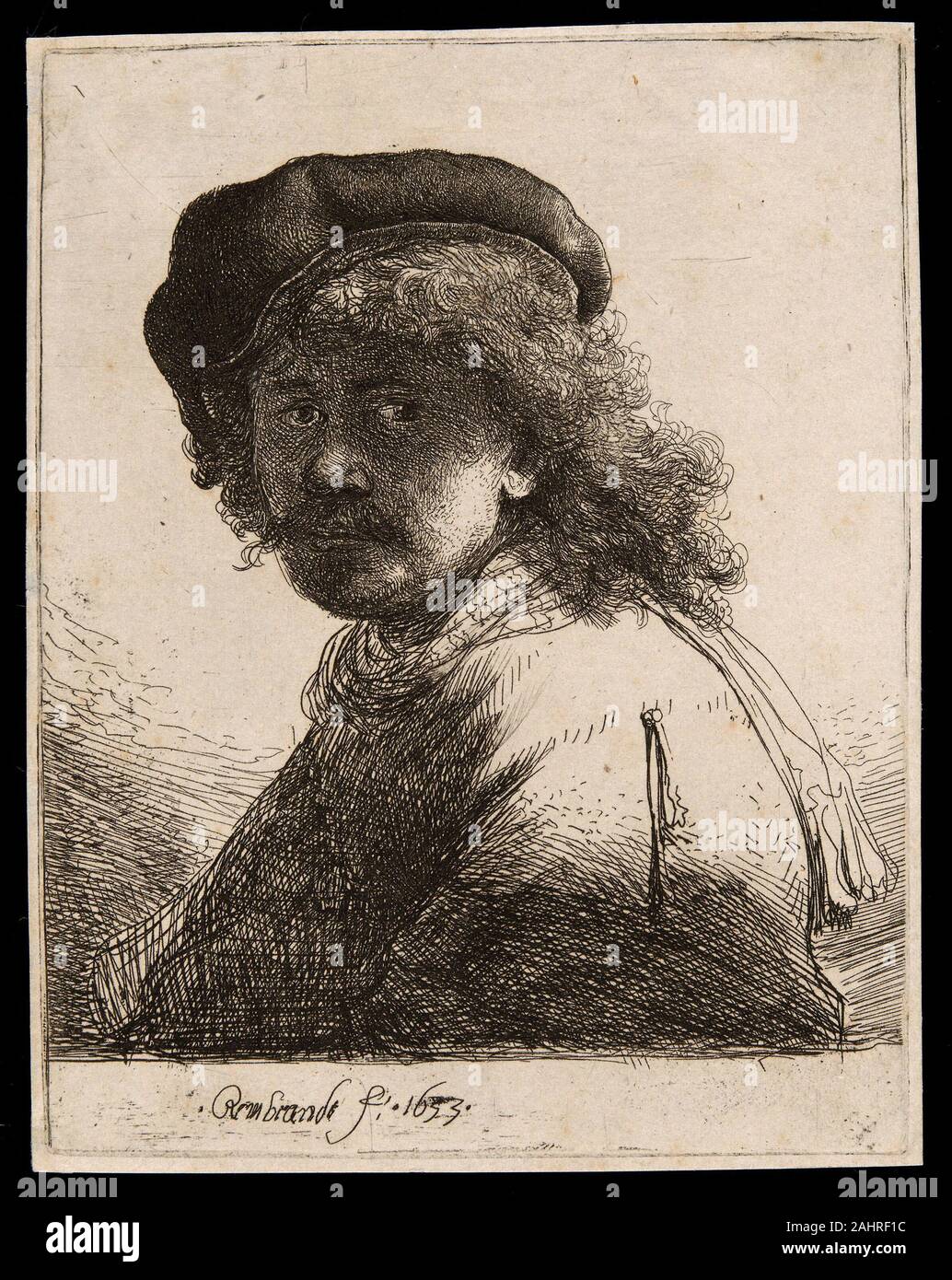 Rembrandt van Rijn. Self-Portrait in a Cap and Scarf with the Face Dark ...