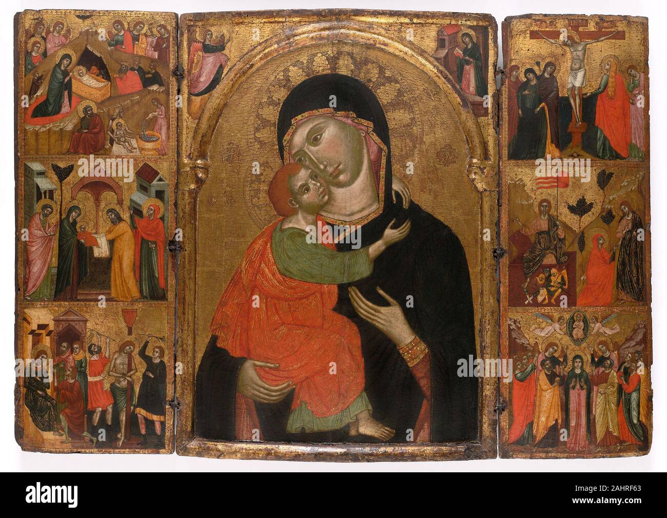 Triptych of the Virgin and Child with Scenes from the Life of Christ. 1310–1340. Veneto. Tempera ...