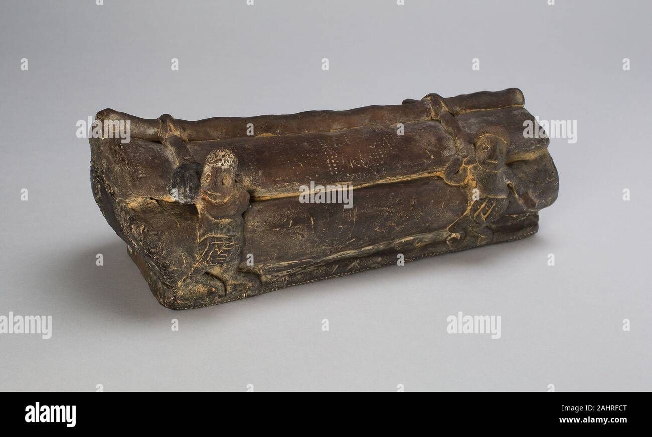 Model of a Coffin with Figures. 500 BC–220 AD. China. Earhtenware with ...