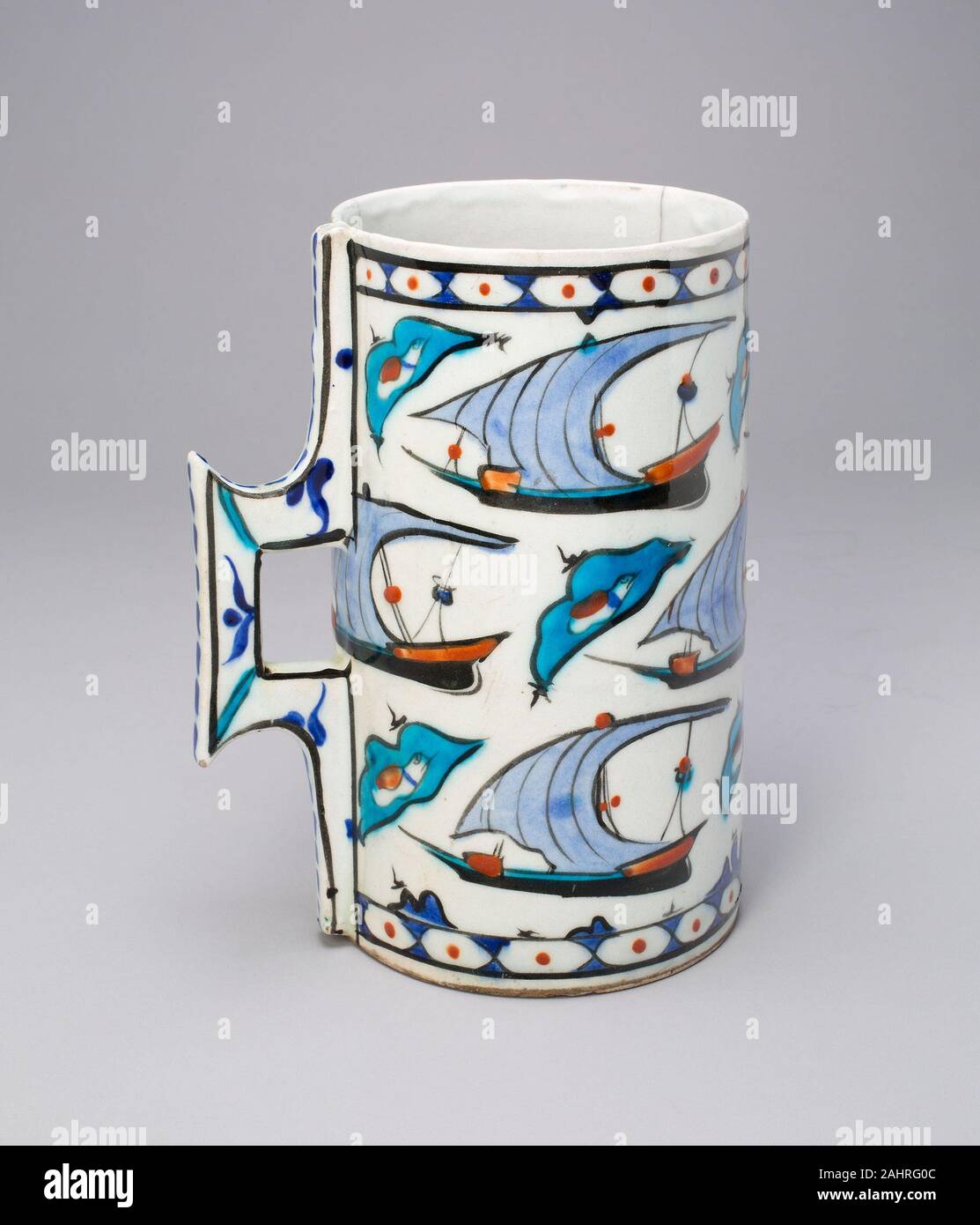 Islamic. Tankard (Hanap) with Ships. 1501–1600. Turkey. Fritware with ...