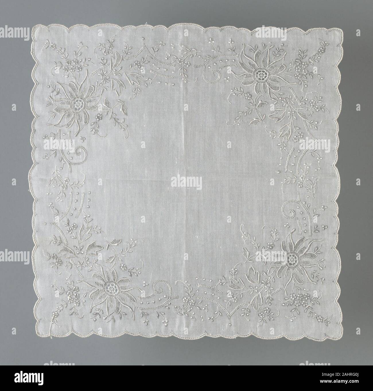 Handkerchief. 1801–1900. Philippines. Linen; embroidered Stock Photo ...