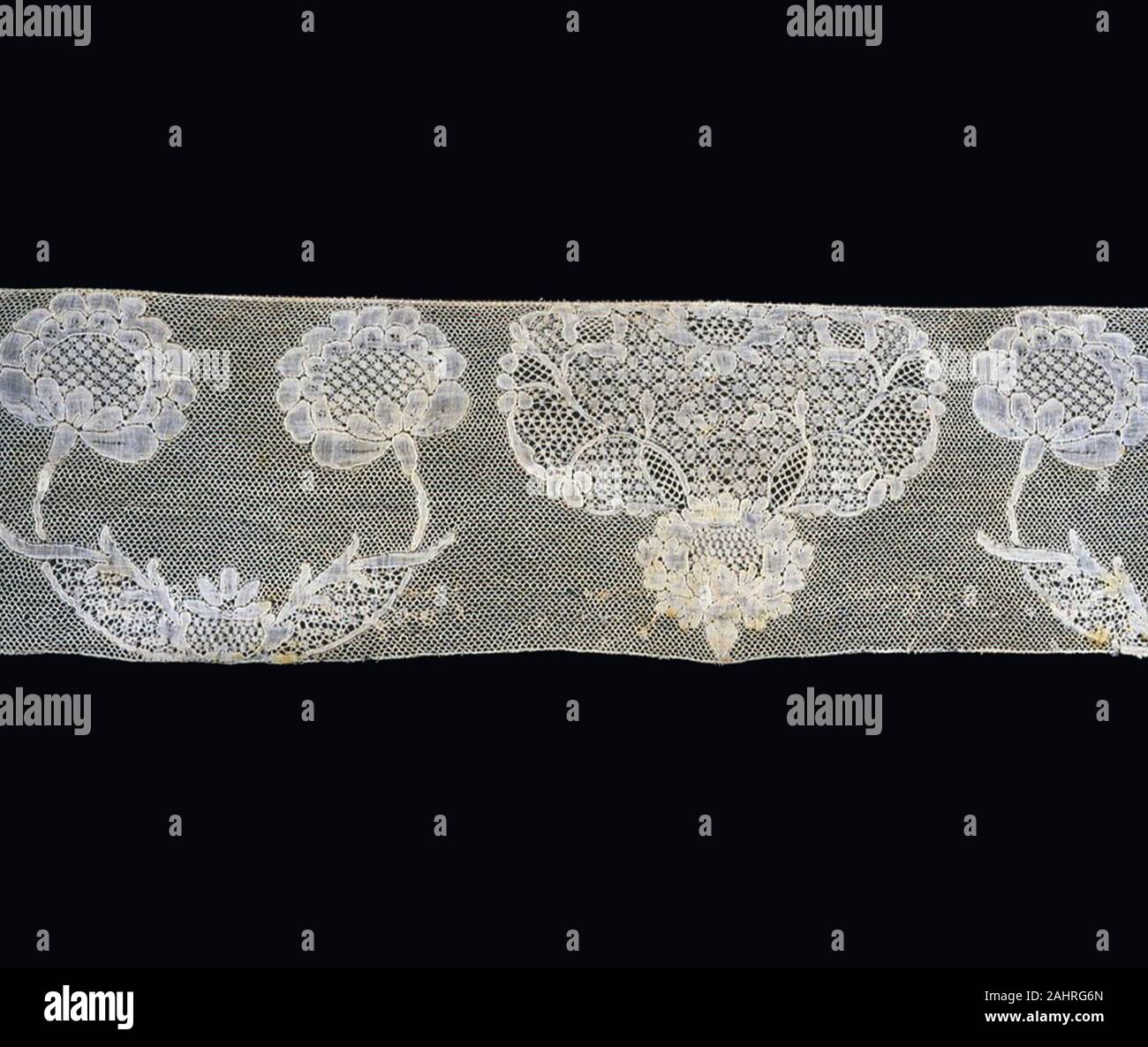 Border. 1775–1800. Flanders. Linen, bobbin straight lace Stock Photo ...