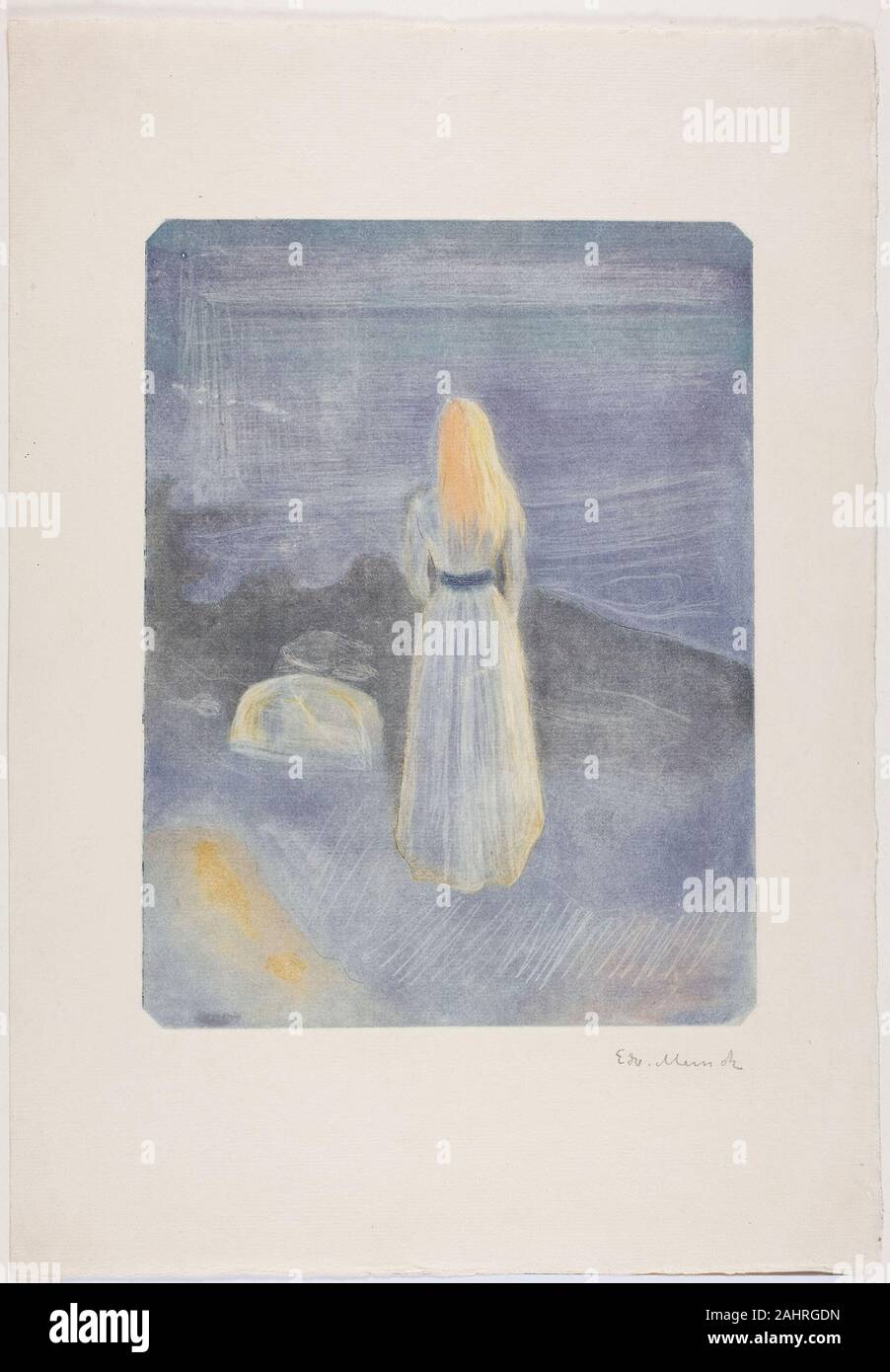 Edvard Munch. Young Woman on the Beach. 1896. Norway. Burnished ...