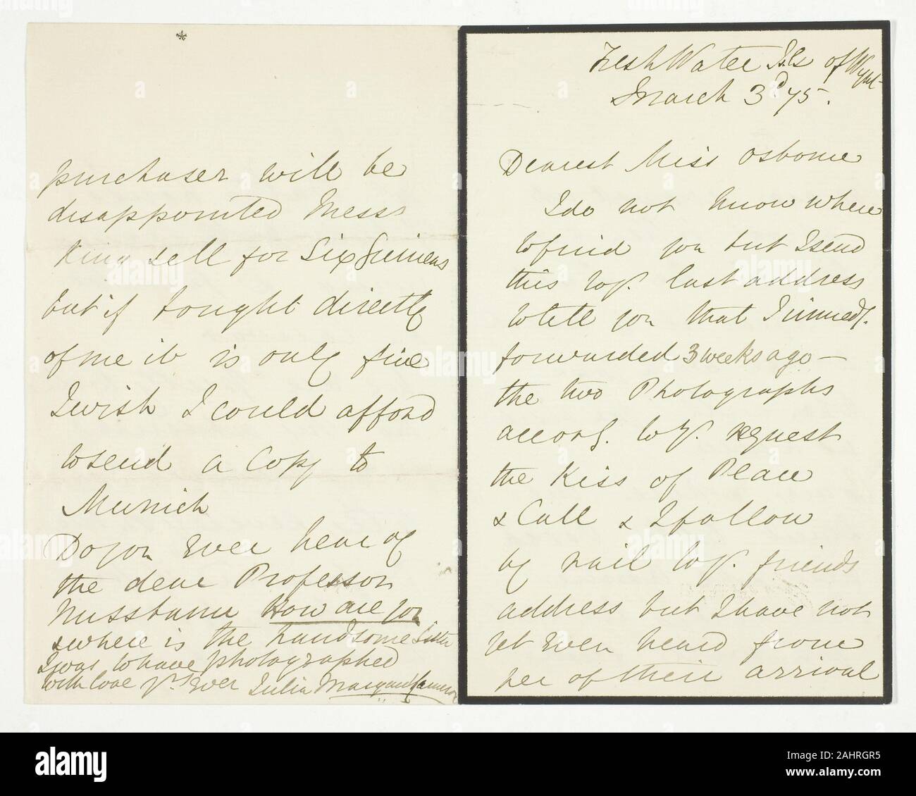 Julia Margaret Cameron. Autograph Letter. 1875. England. Pen and ink ...