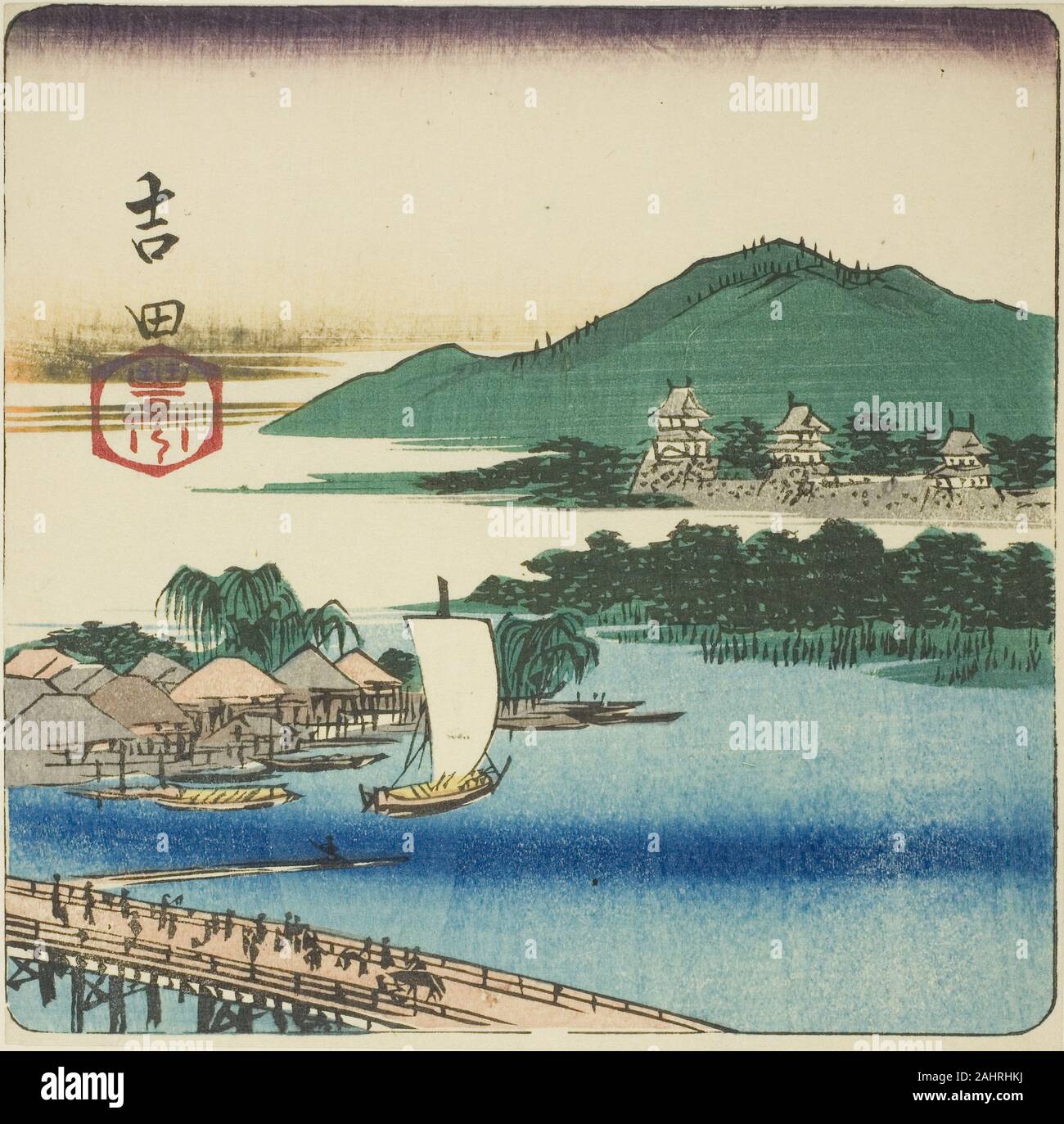 Utagawa Hiroshige. Toyo River at Yoshida (Yoshida, Toyokawa), section ...
