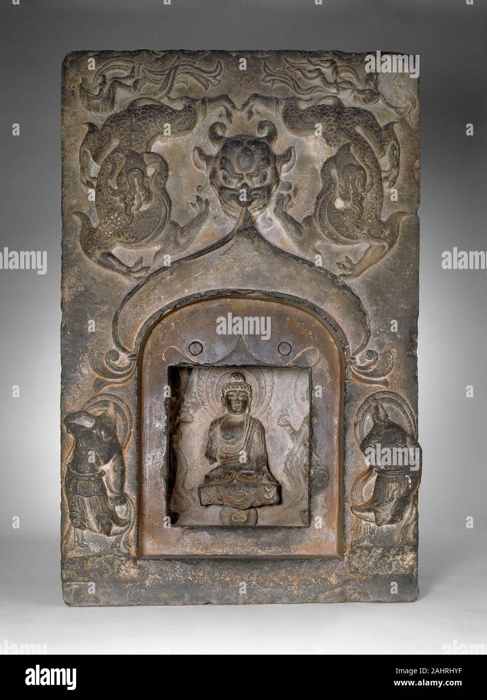 Section of a Buddhist Pagoda. 724 AD. China. Limestone These two stone ...