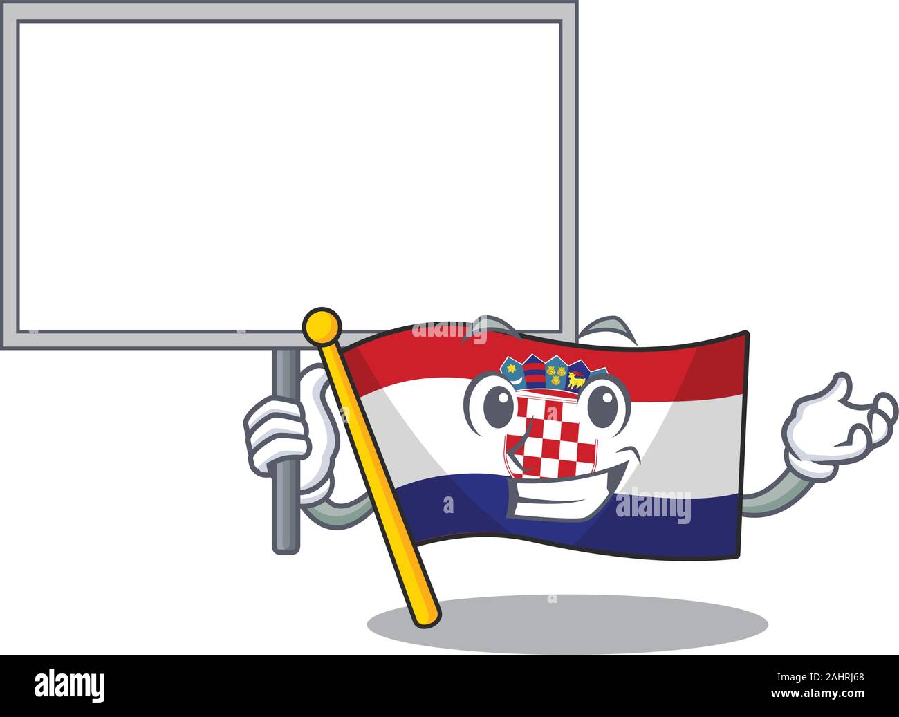 Flag croatia Scroll cute cartoon character bring a board Stock Vector ...