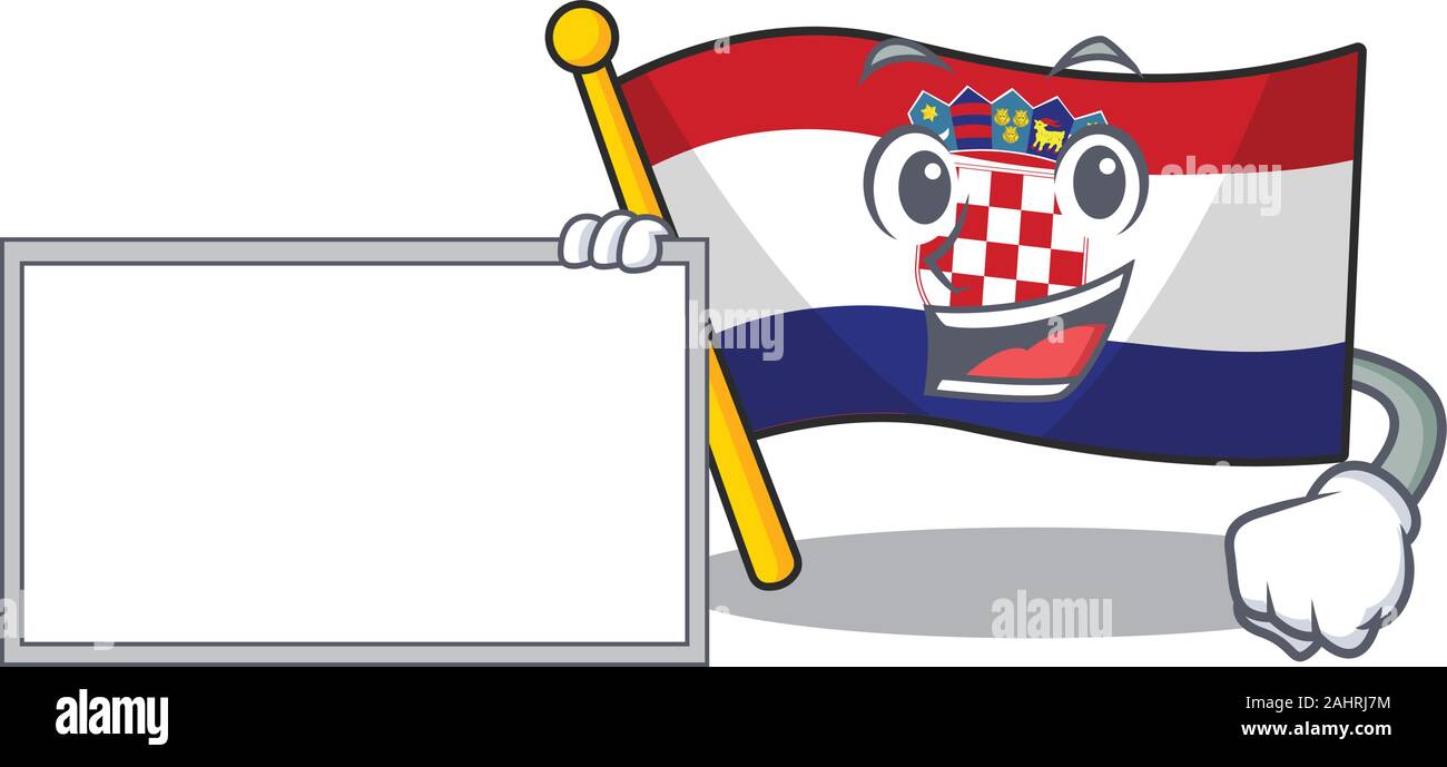 Flag croatia Scroll with board cartoon mascot design style Stock Vector ...