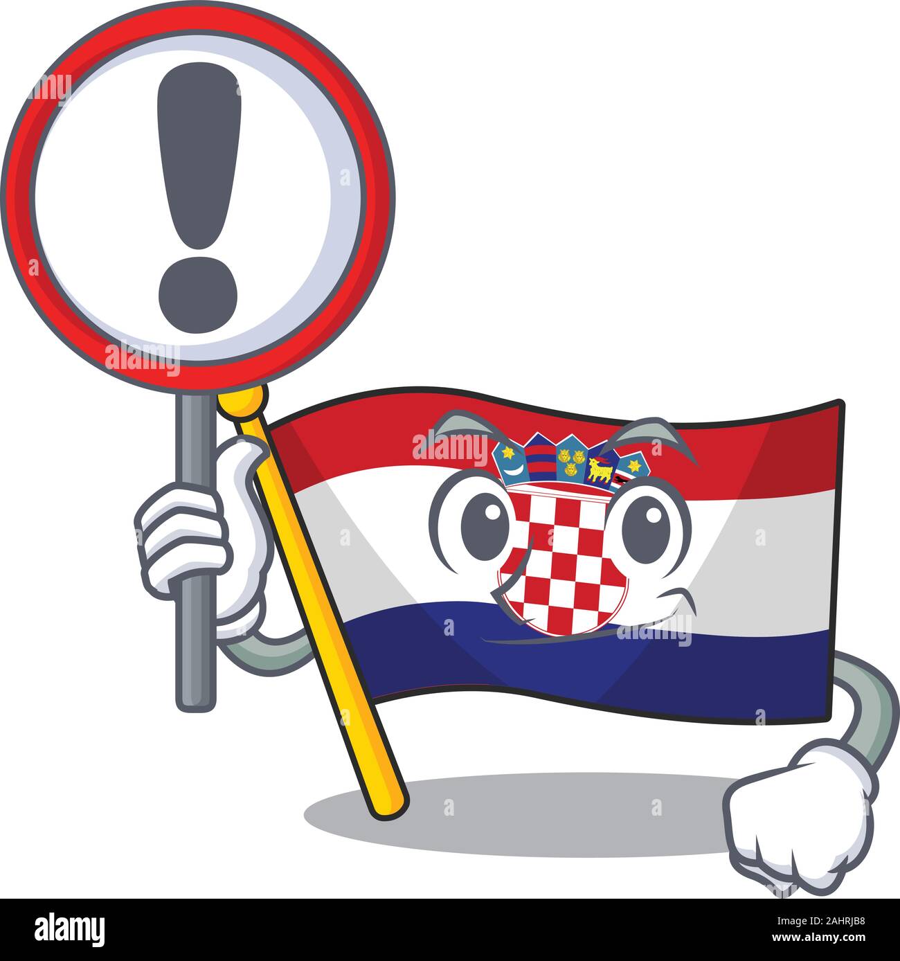 Cartoon design of flag croatia Scroll raised up a sign Stock Vector ...