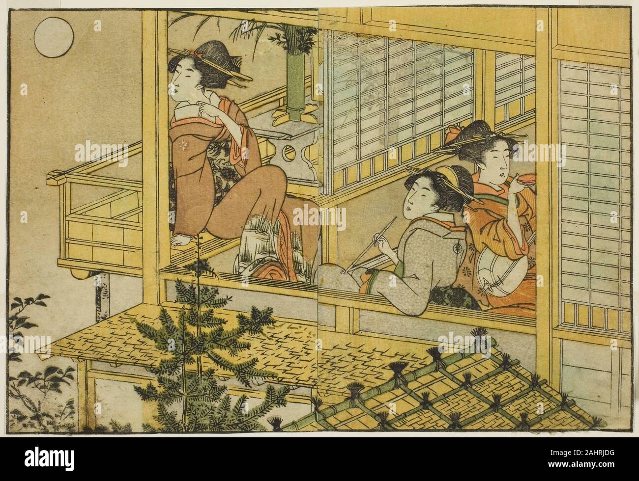 Kitagawa Utamaro. Moon-Viewing Party, from the illustrated book Picture ...