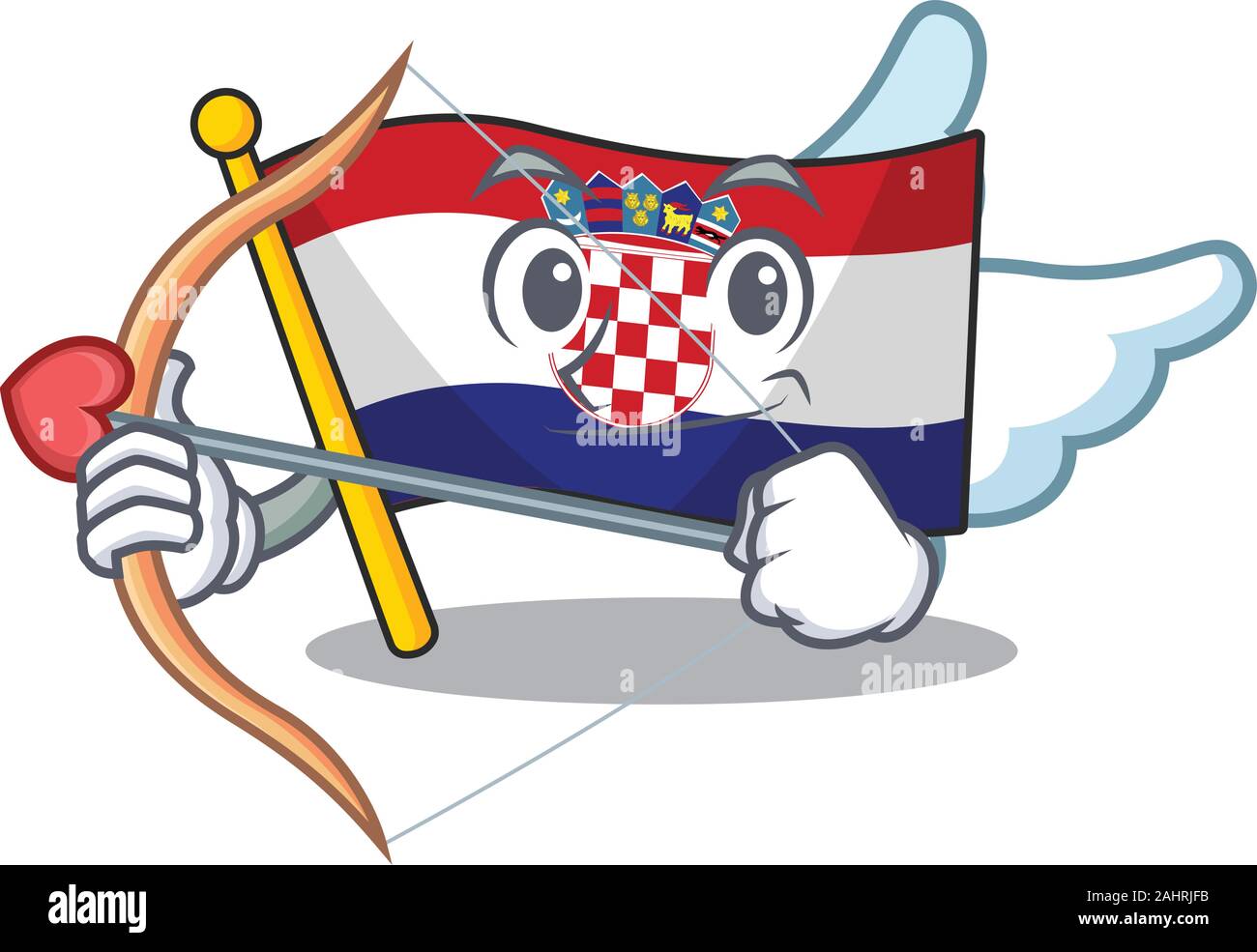 Cute flag croatia Scroll Cupid cartoon character with arrow and wings ...