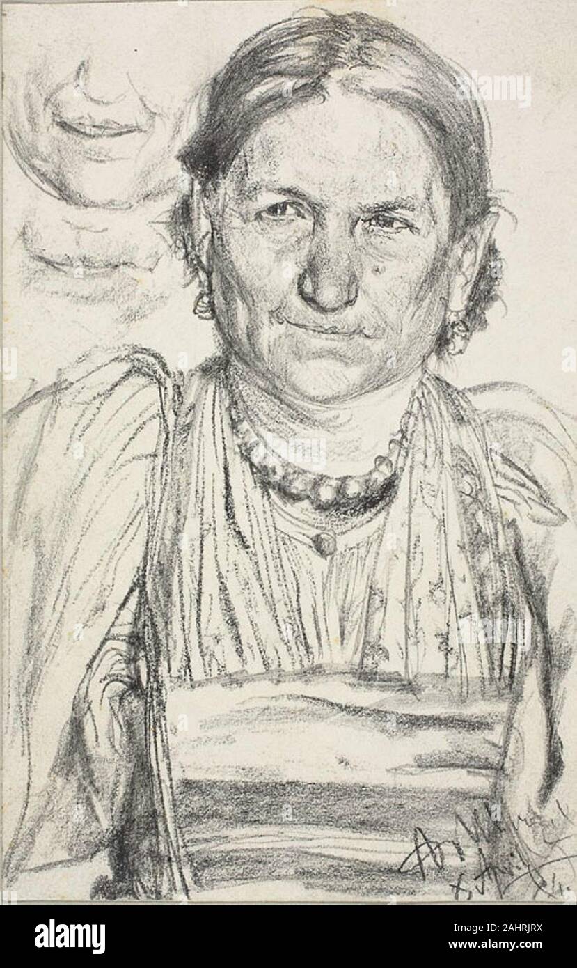 Adolph Friedrich Erdmann von Menzel. Portrait of a Peasant Woman. 1884 ...