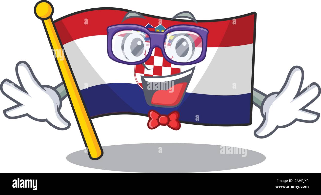 Super Funny Geek flag croatia Scroll cartoon character design Stock ...