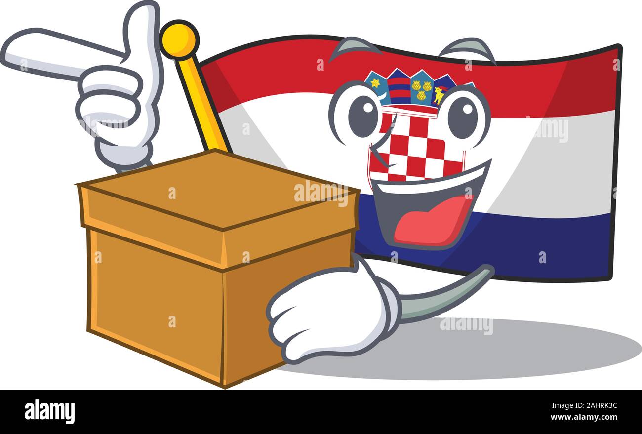 Flag croatia Scroll cartoon character bringing a box Stock Vector Image ...