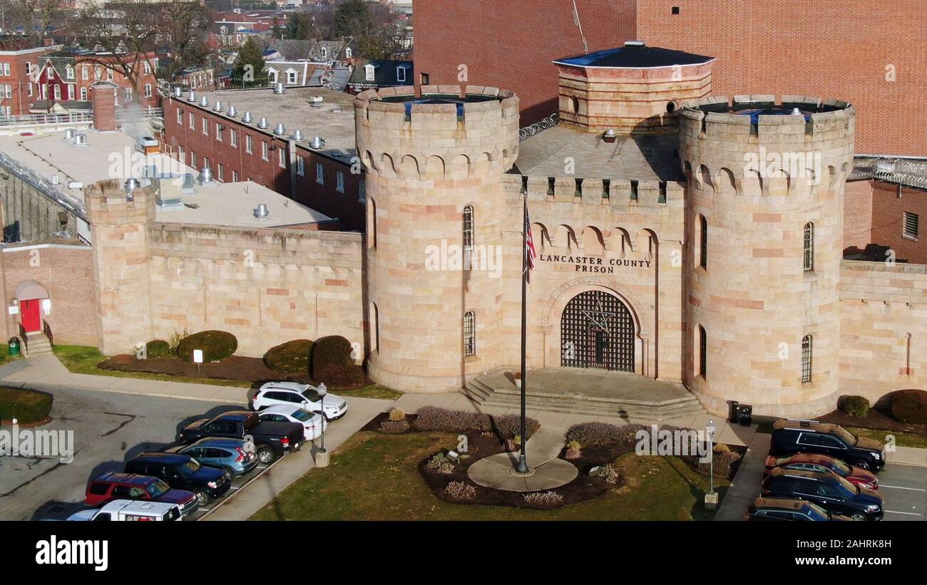 Medieval style jail in America, stone walls and watchtowers of ...