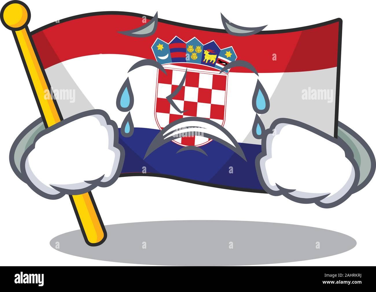 Sad Crying flag croatia Scroll cartoon character design Stock Vector ...