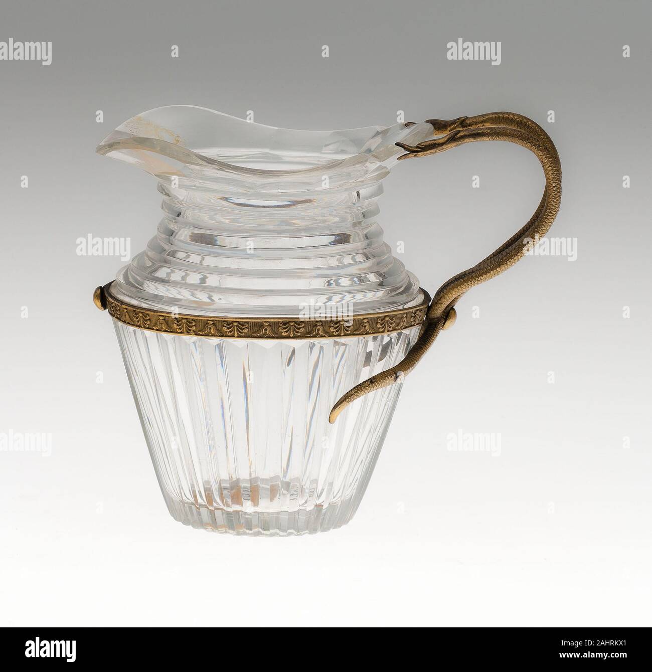 Pitcher. 1800–1899. Germany. Glass; molded and cut, gilt bronze mounts ...
