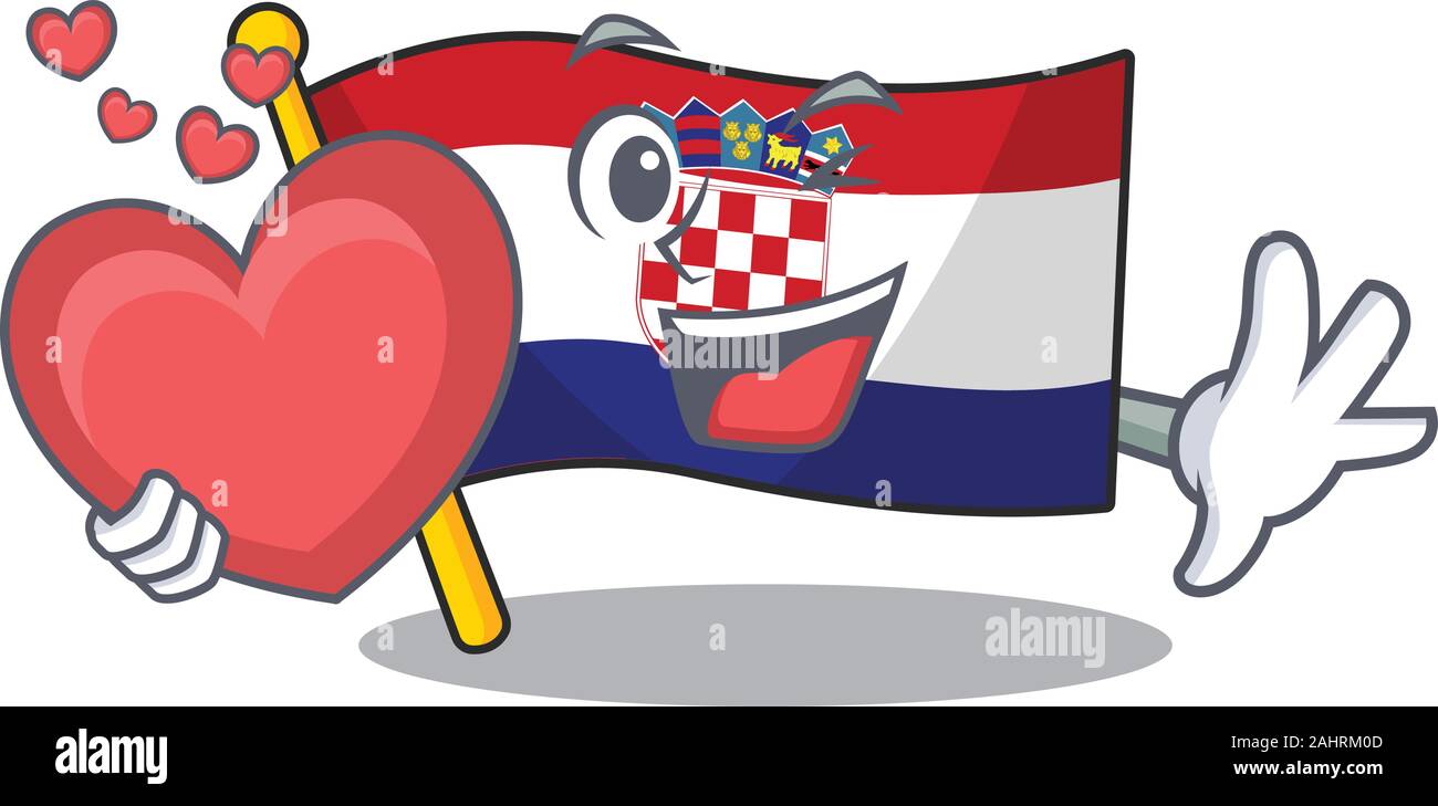 Funny Face flag croatia Scroll cartoon character With heart Stock ...