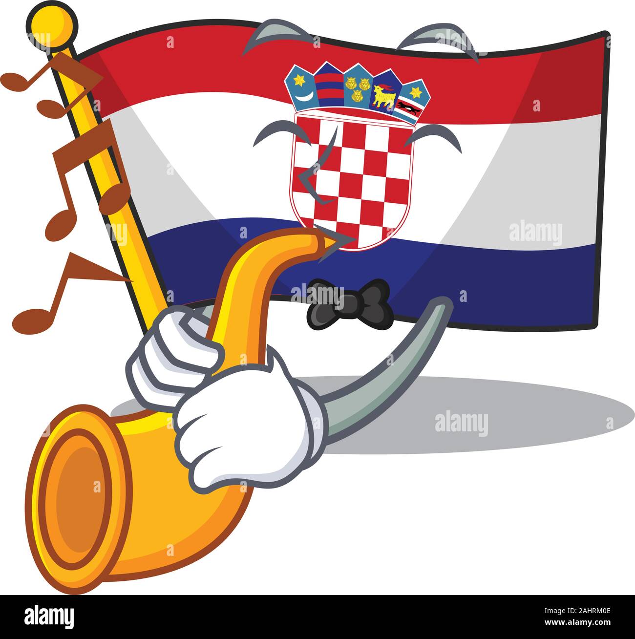 Flag croatia Scroll cartoon character design performance with trumpet ...