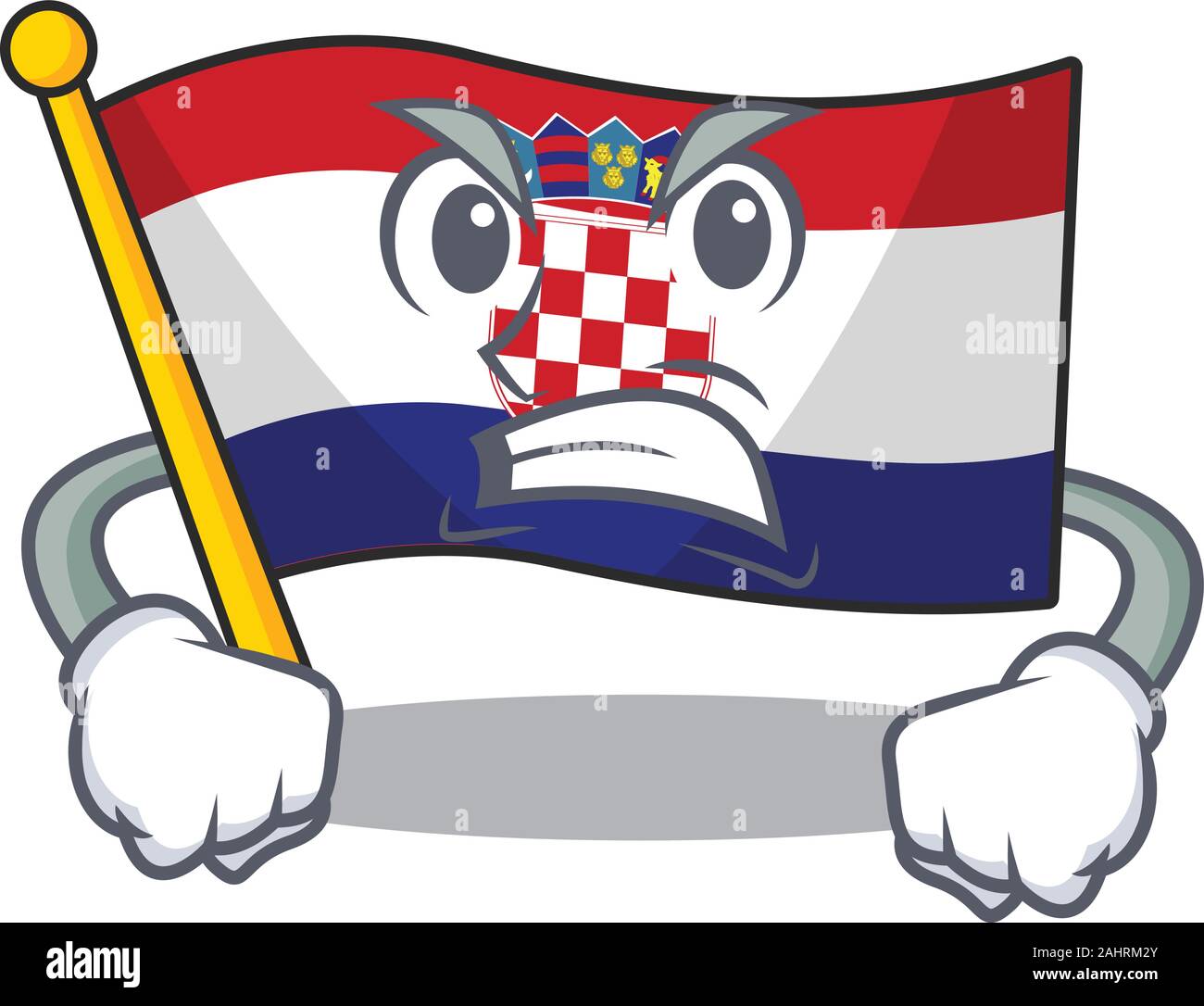 angry face flag croatia Scroll cartoon character design Stock Vector ...