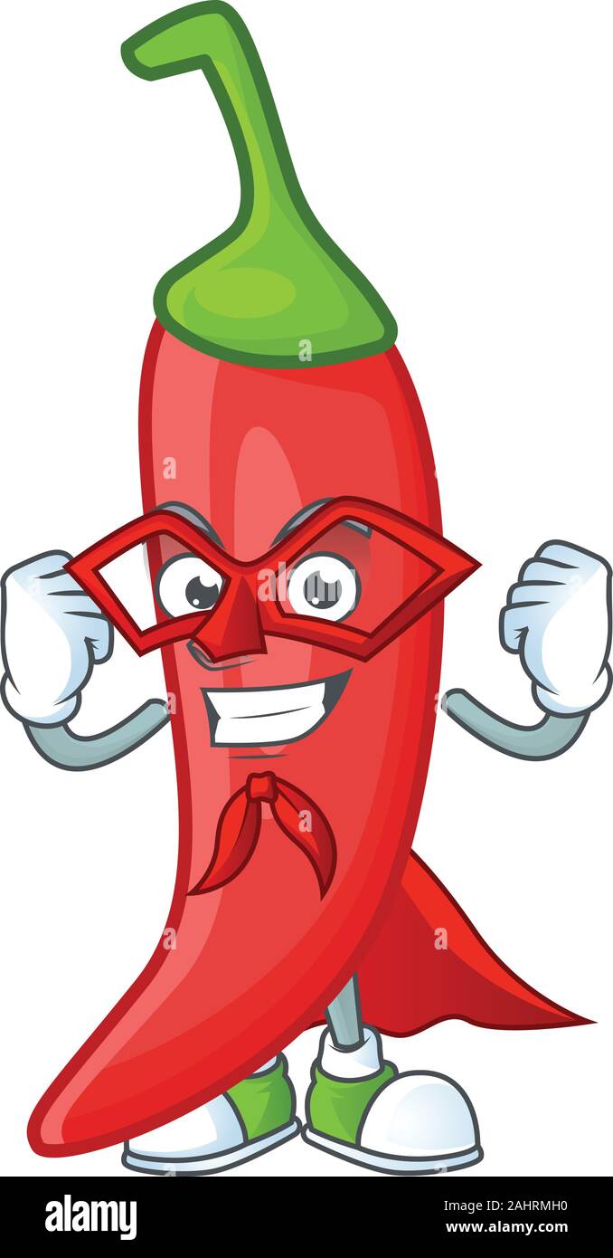 A cartoon of red chili with Super hero costume Stock Vector Image & Art ...