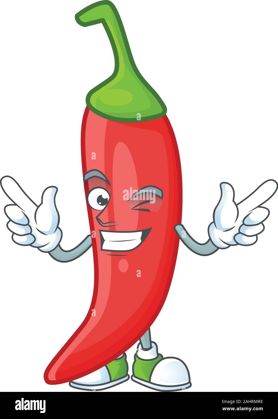 Funny red chili cartoon character style with Wink eye Stock Vector ...