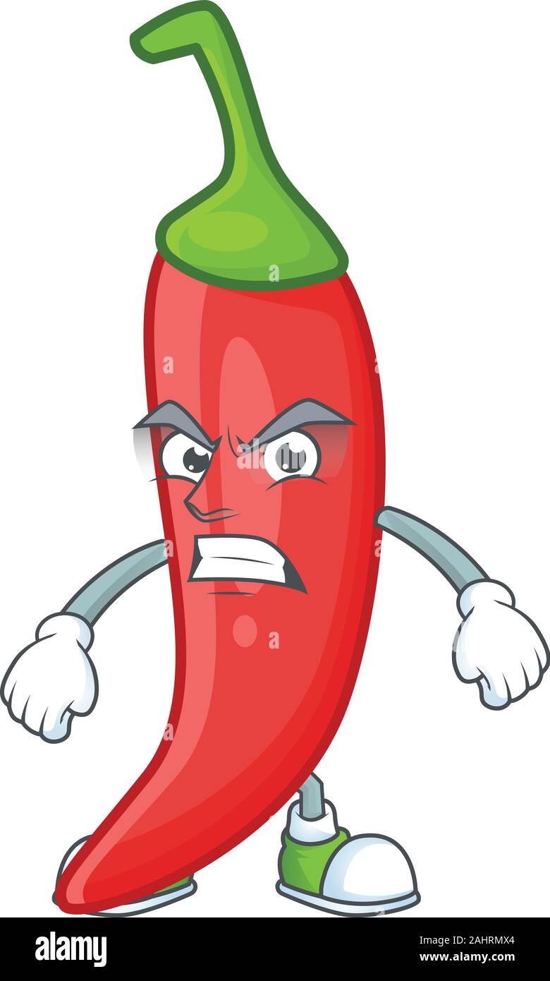Picture of red chili cartoon character with angry face Stock Vector ...