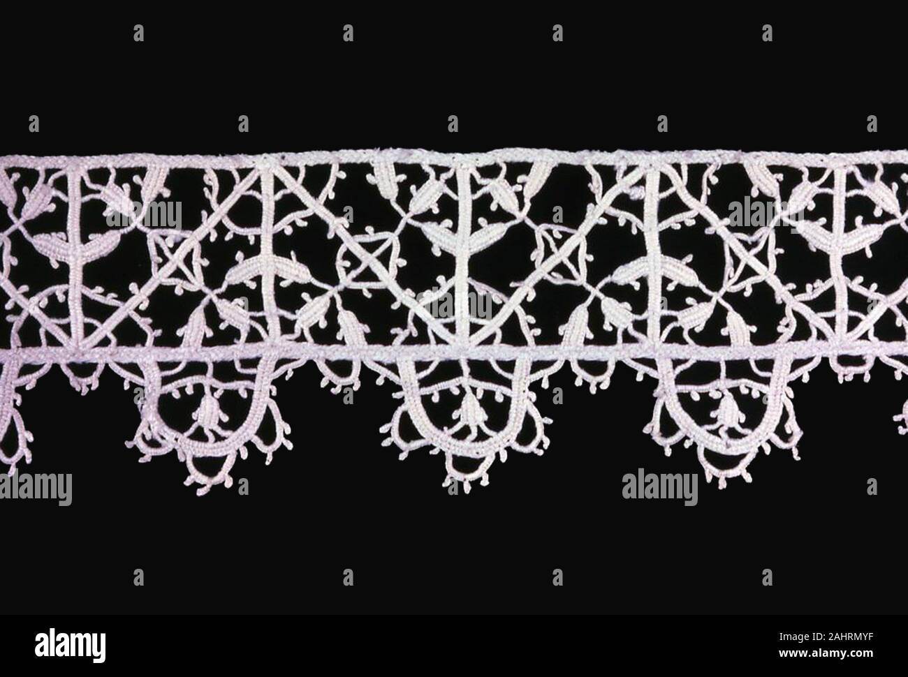 Border. 1601–1625. Italy. Linen, needle lace worked on a laid and ...