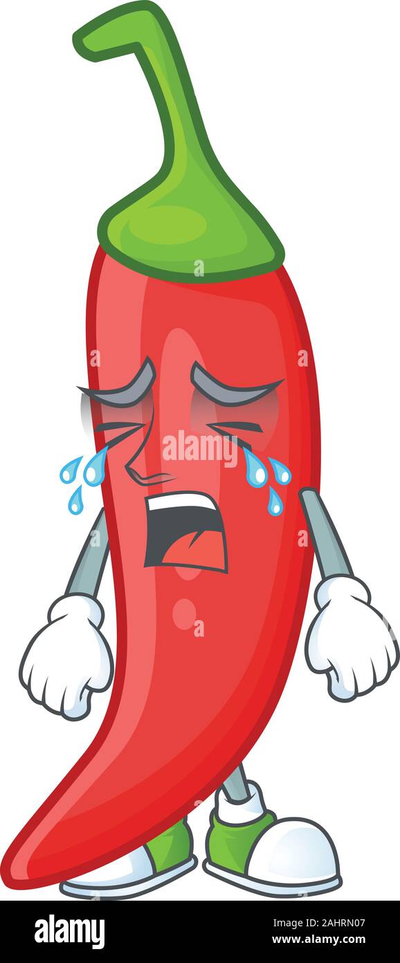 Sad Crying gesture red chili cartoon character style Stock Vector Image ...
