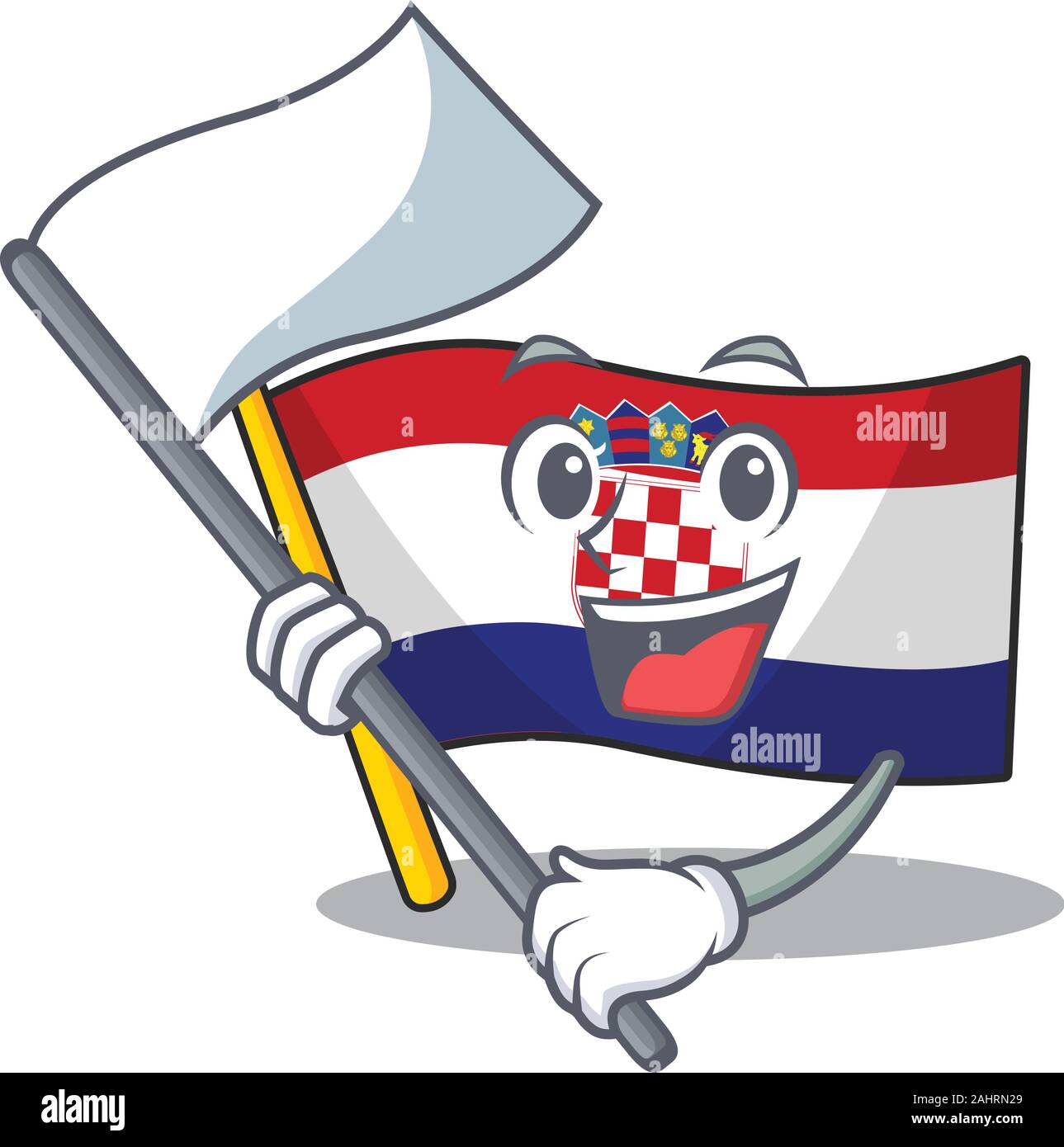 cute flag croatia Scroll cartoon character style with standing flag ...