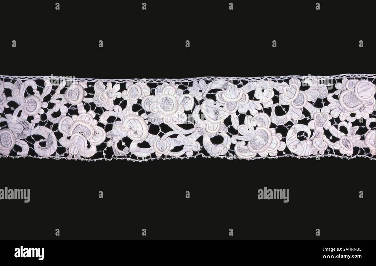 Border. 1650–1700. Europe. Linen, raised needle lace, based on Italian ...